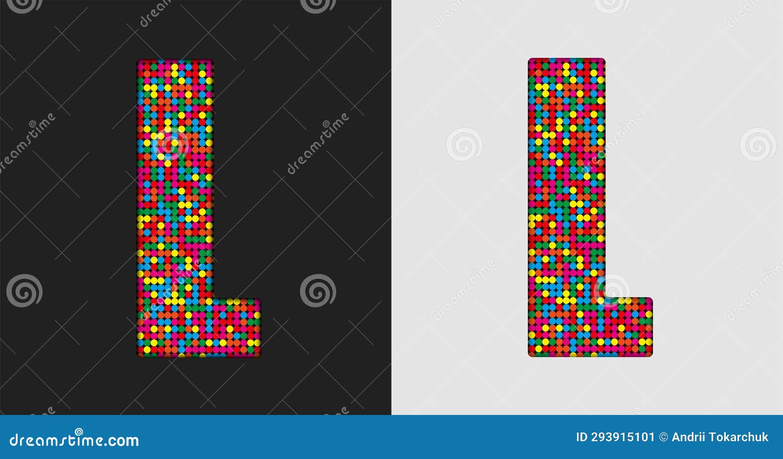Bubble Letter L. Glitter Character of Colored Dots Stock Vector ...