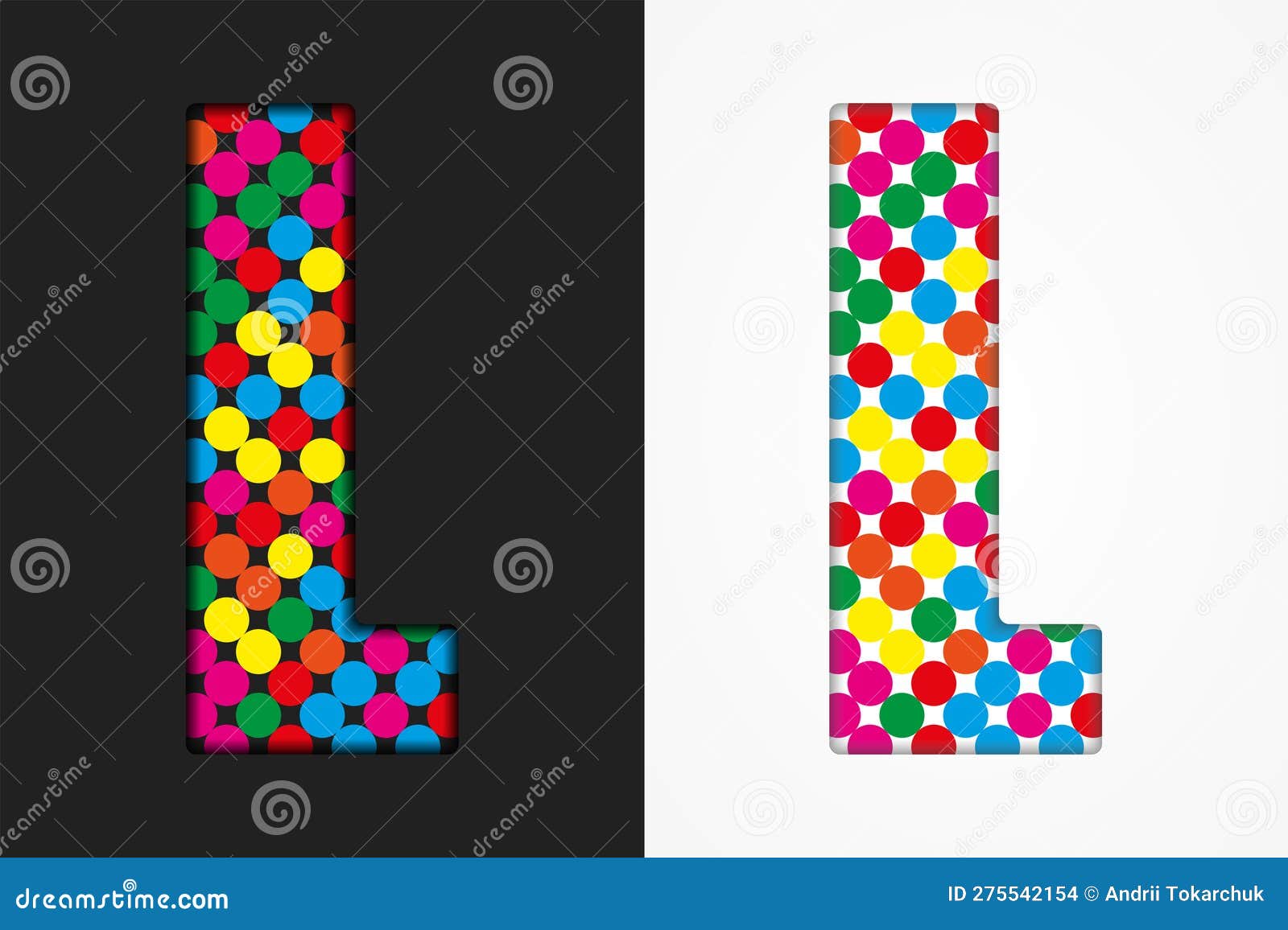 Bubble Letter L. Glitter Character of Colored Dots Stock Illustration ...