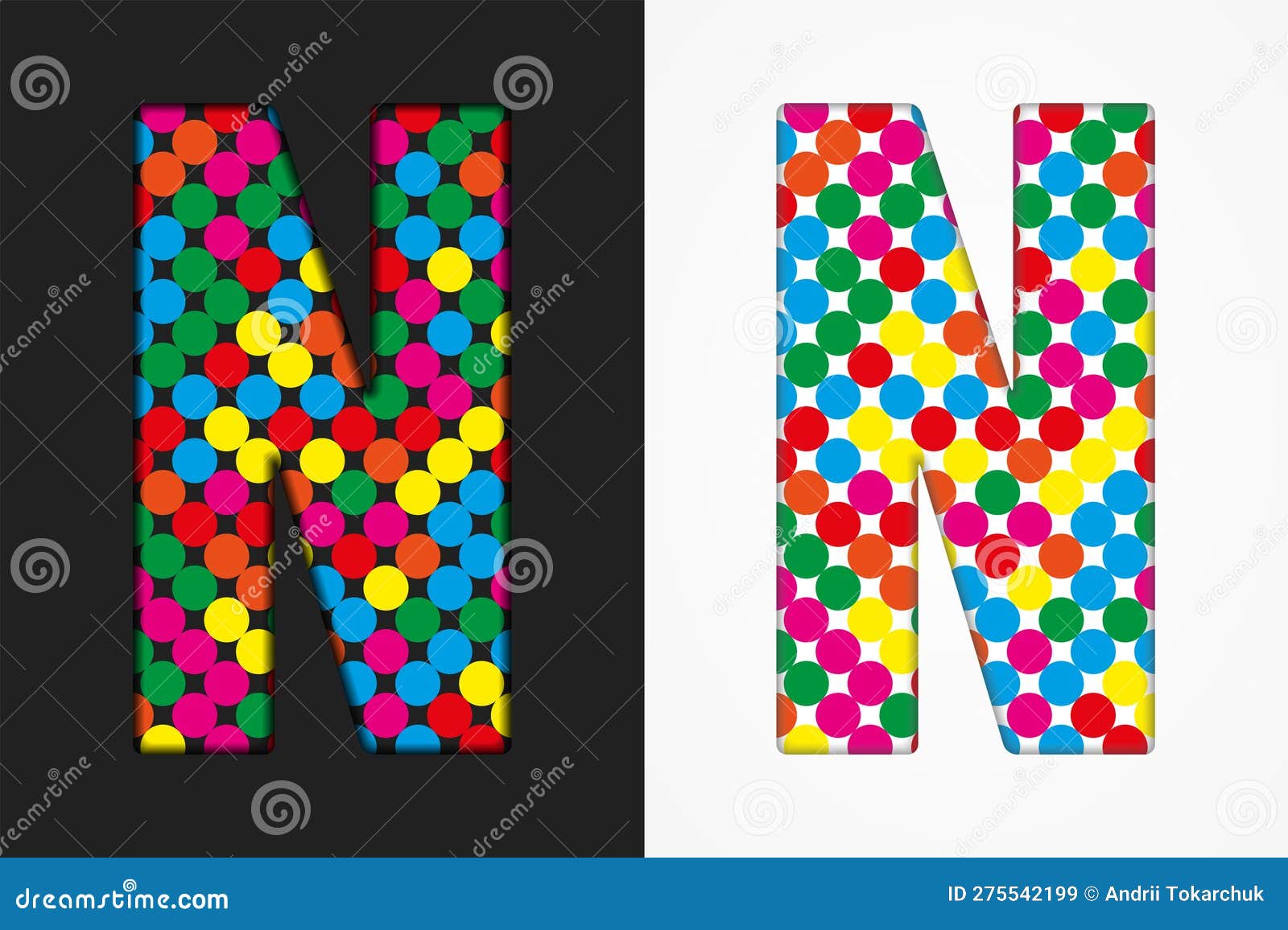 Bubble Letter N. Glitter Character of Colored Dots Stock Vector ...