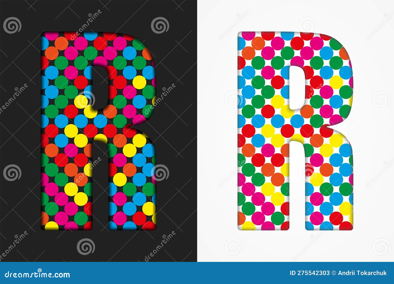 Bubble Letter R. Glitter Character of Colored Dots Stock Vector ...