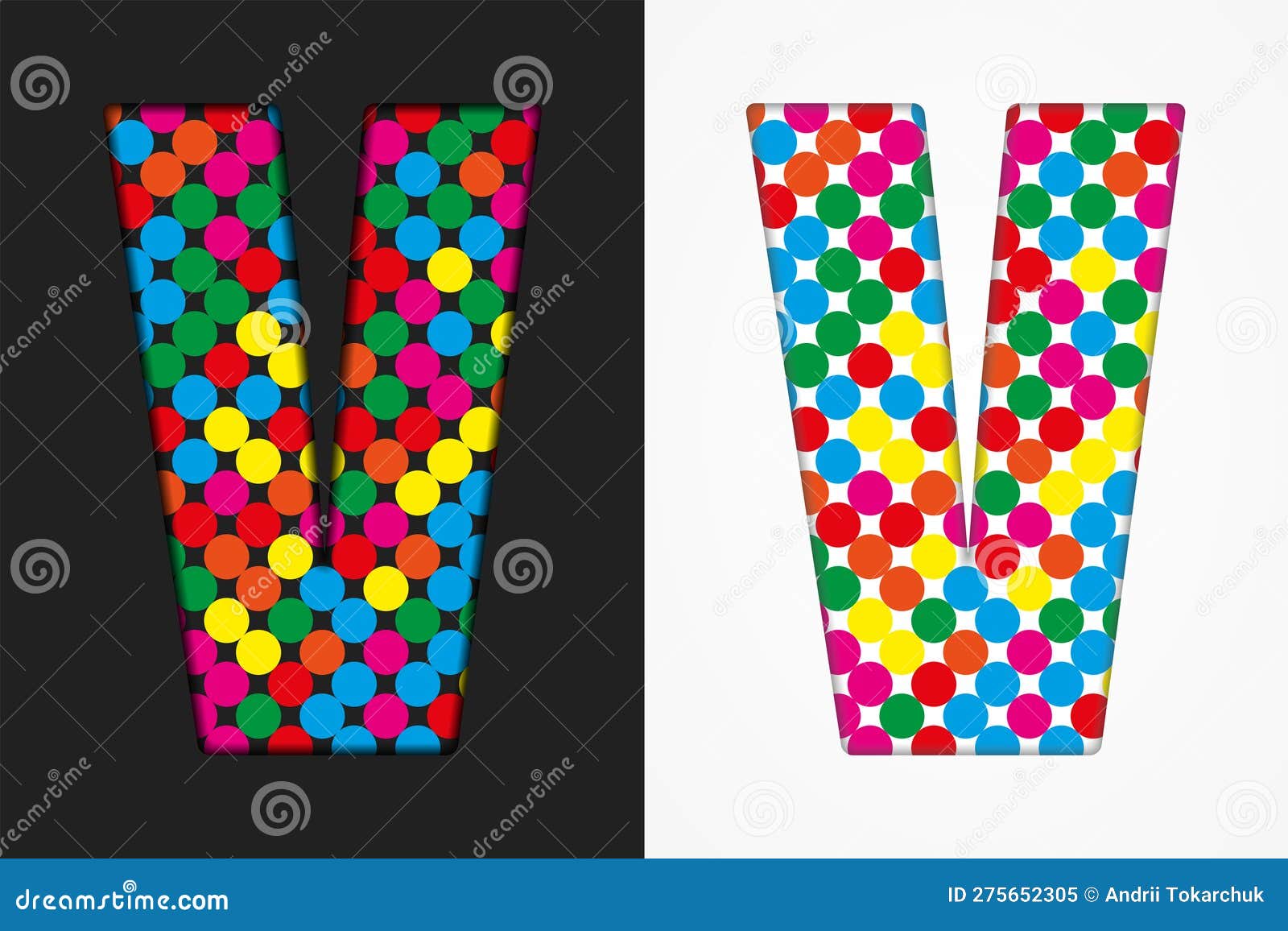 Bubble Letter V. Glitter Character of Colored Dots Stock Vector ...