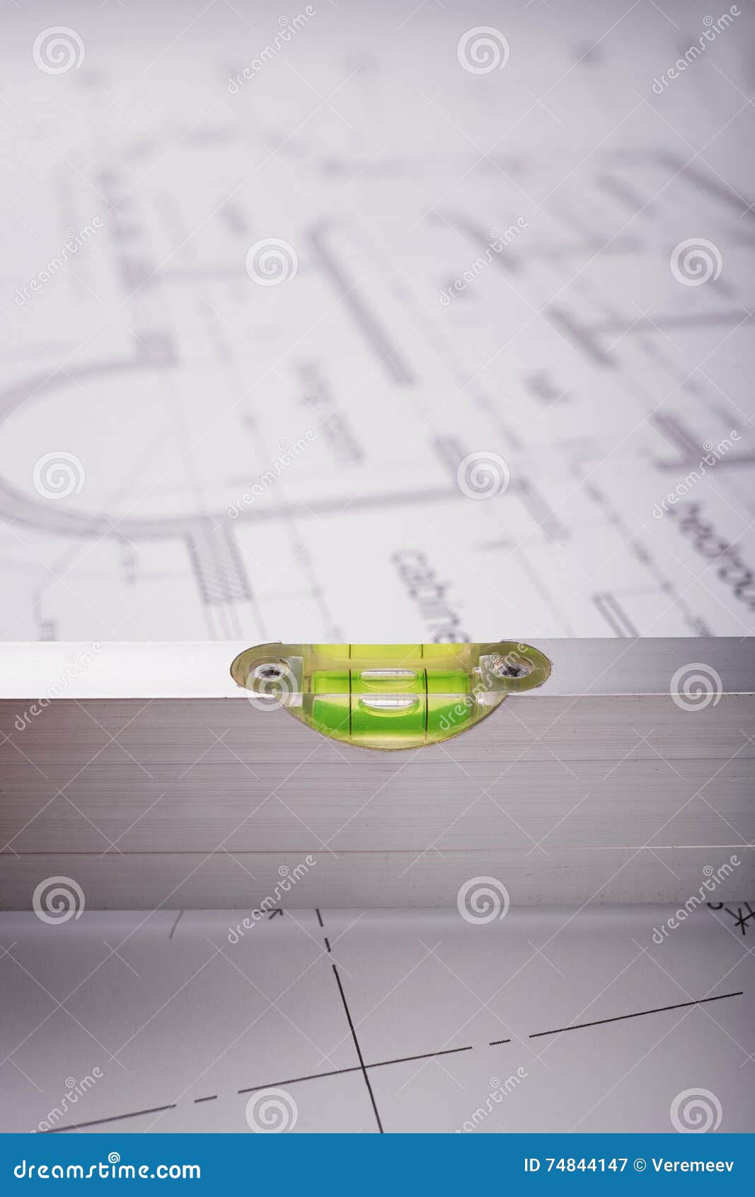 Bubble Level and Construction Drawings Stock Image - Image of number ...