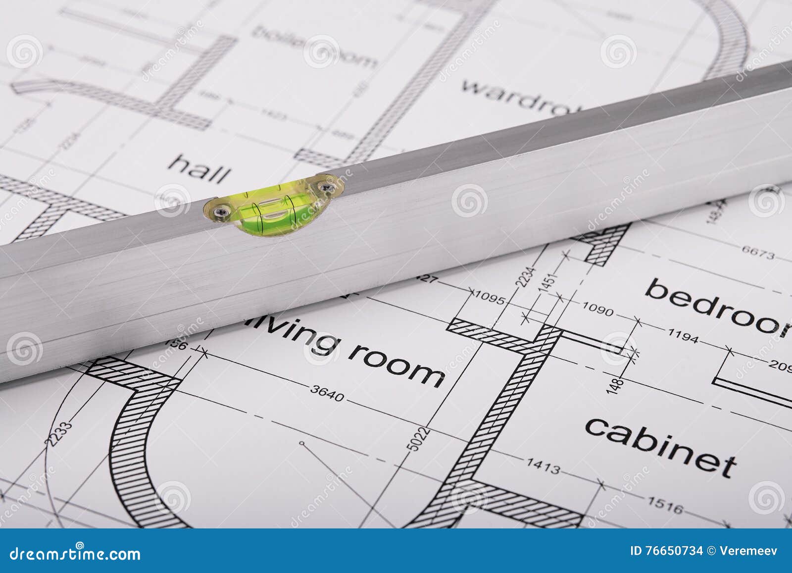 Bubble Level And Construction Drawings Stock Photography ...
