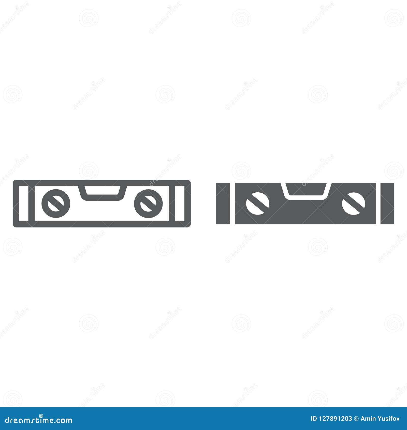 Bubble Level Tool Line and Glyph Icon, Tool and Measure, Level Ruler ...