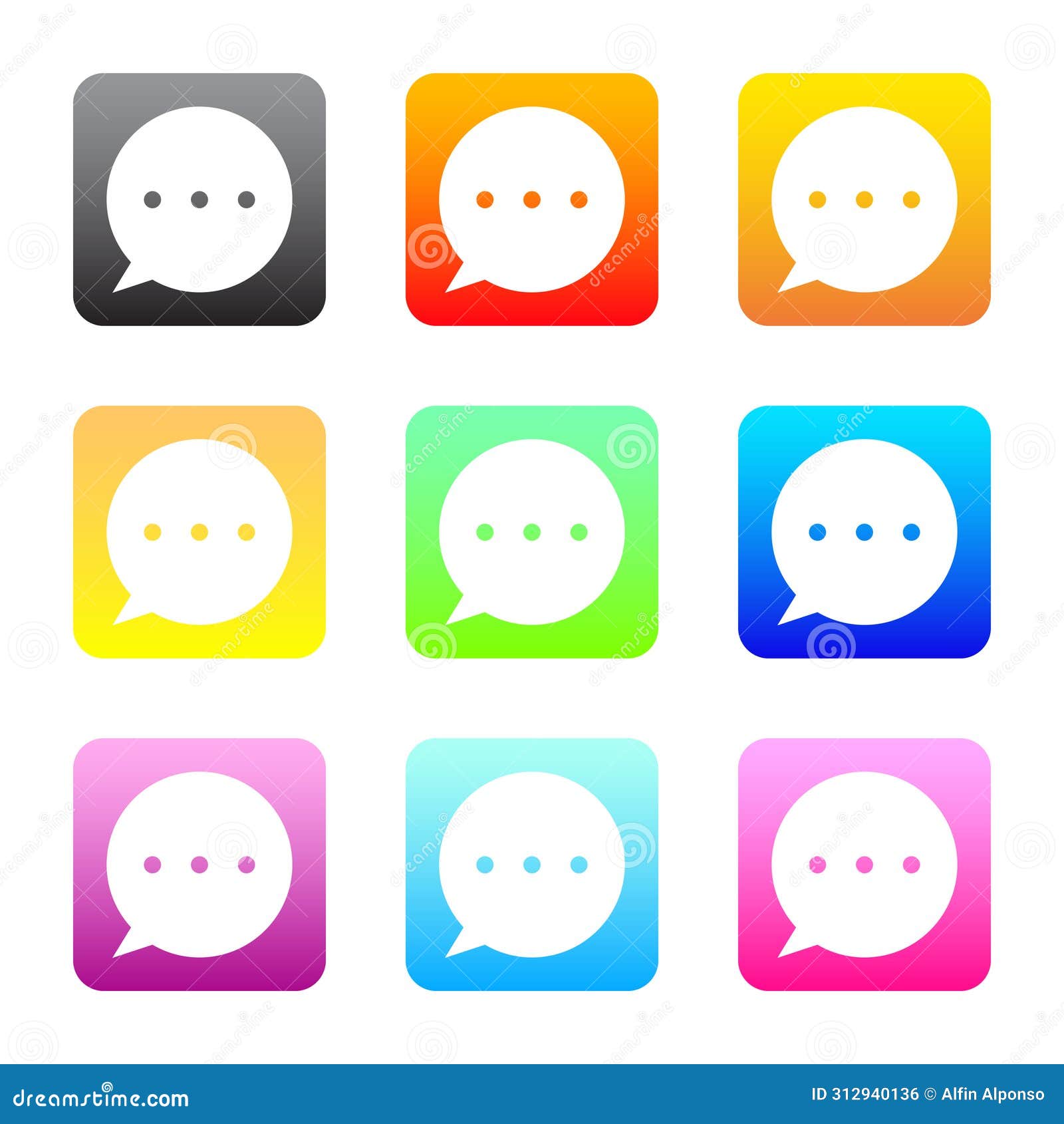 Bubble Message Icons with Colorful Gradient Stock Vector - Illustration ...