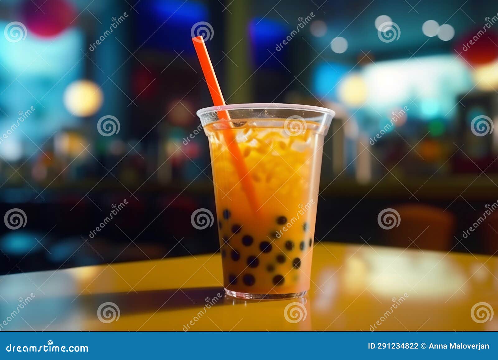 Bubble Milk Ice Tea in Glass on the Table Stock Photo - Image of ...