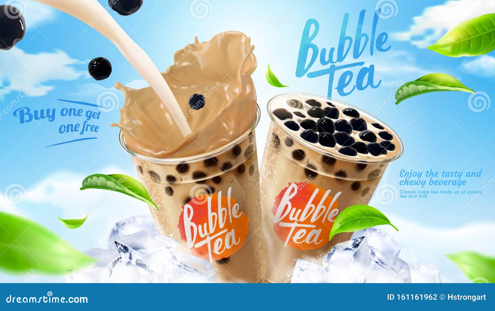 Bubble milk tea ads stock vector. Illustration of beverage - 161161962