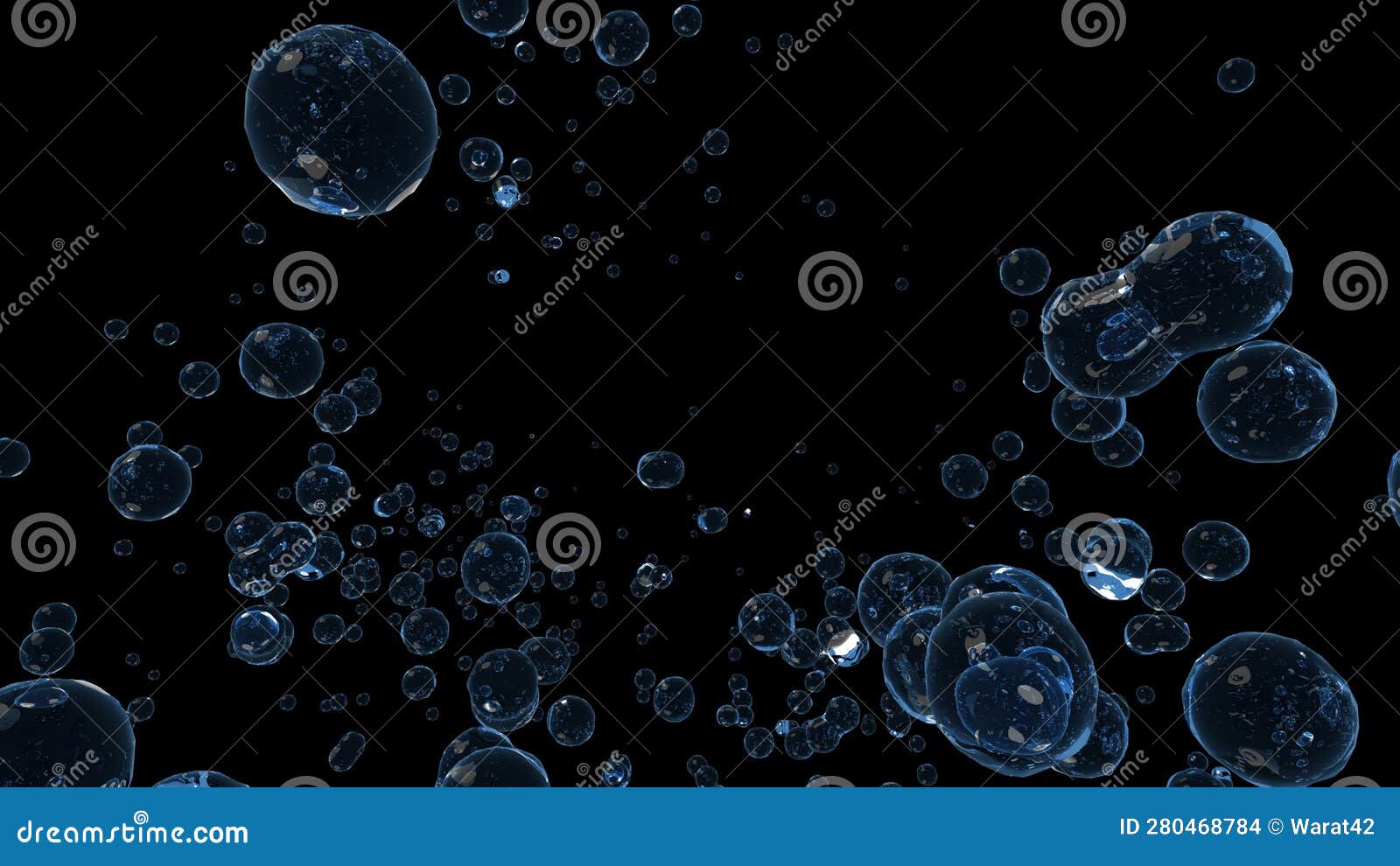 Bubble Moves Backwards, 3d Water Splash Transparent Isolated on Black ...