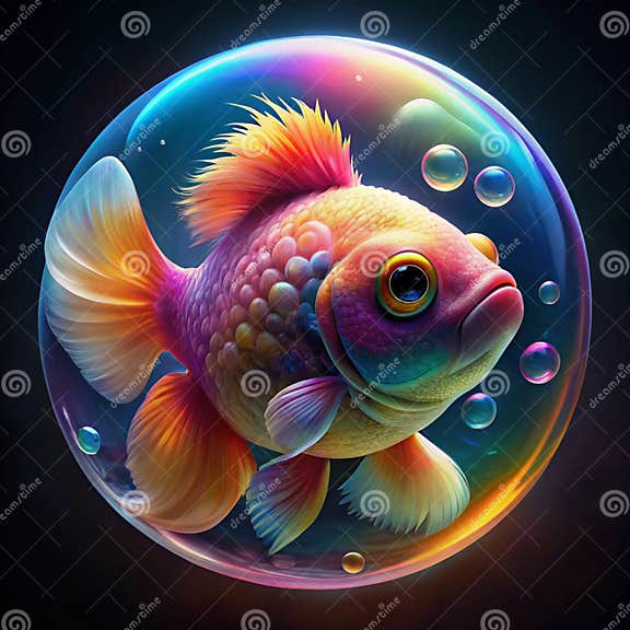 Bubble in Multicolored Fluffy Fish Form Stock Image - Image of purple ...