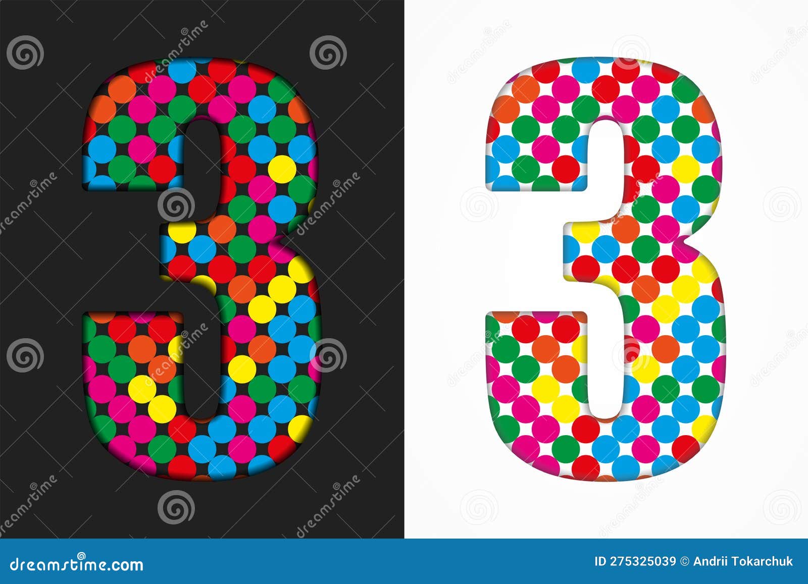 Bubble Number - 3. Glitter Figure of Colored Dots Stock Vector ...