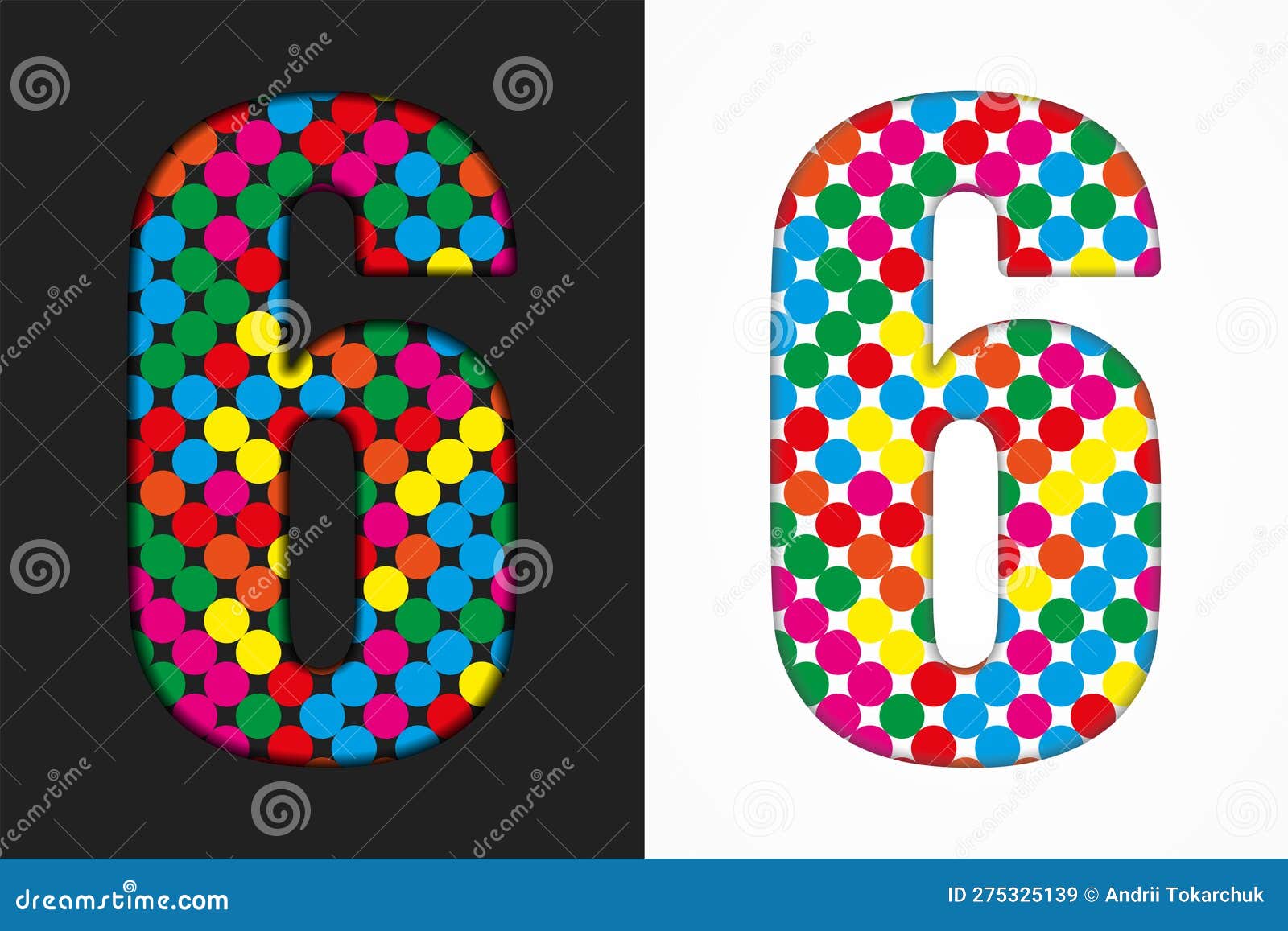 Bubble Number - 6. Glitter Figure of Colored Dots Stock Vector ...