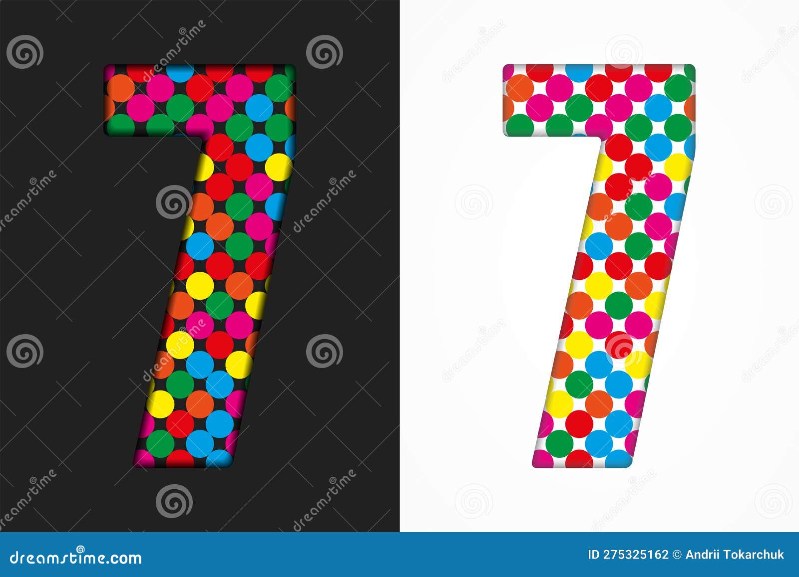 Bubble Number - 7. Glitter Figure of Colored Dots Stock Vector ...