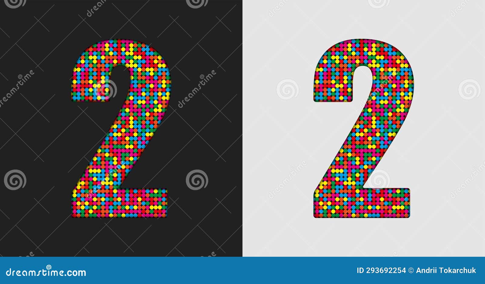 Bubble Number - 2. Glitter Figure of Colored Dots Stock Vector ...