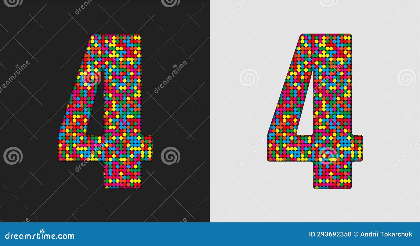 Bubble Number - 4. Glitter Figure of Colored Dots Stock Vector ...
