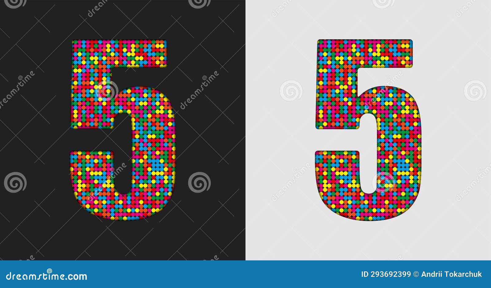 Bubble Number - 5. Glitter Figure of Colored Dots Stock Vector ...