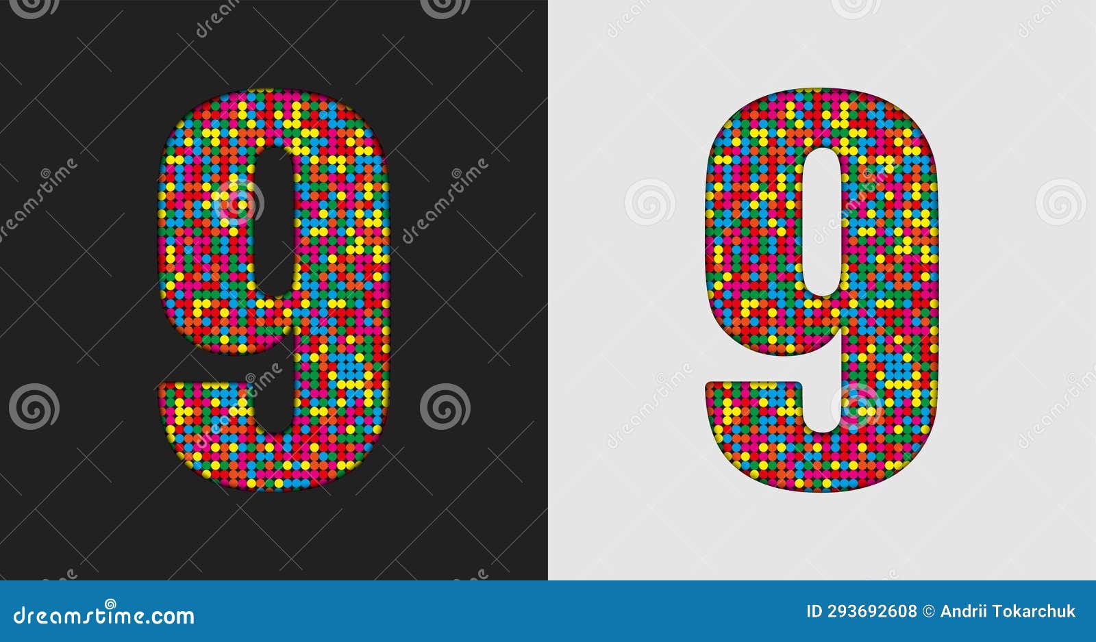 Bubble Number - 9. Glitter Figure of Colored Dots Stock Vector ...