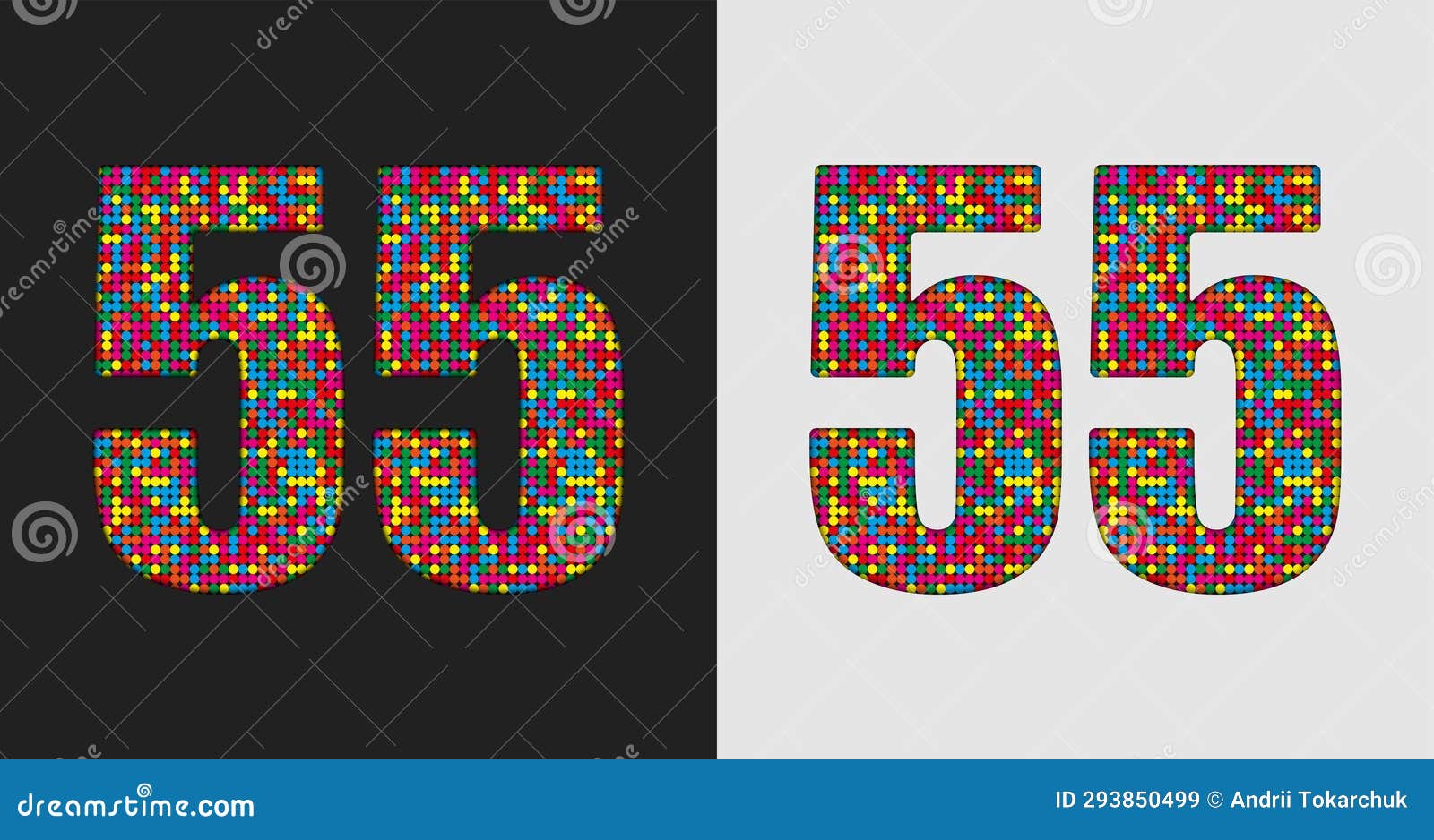 Bubble Number - 55. Glitter Figure of Colored Dots Stock Vector ...