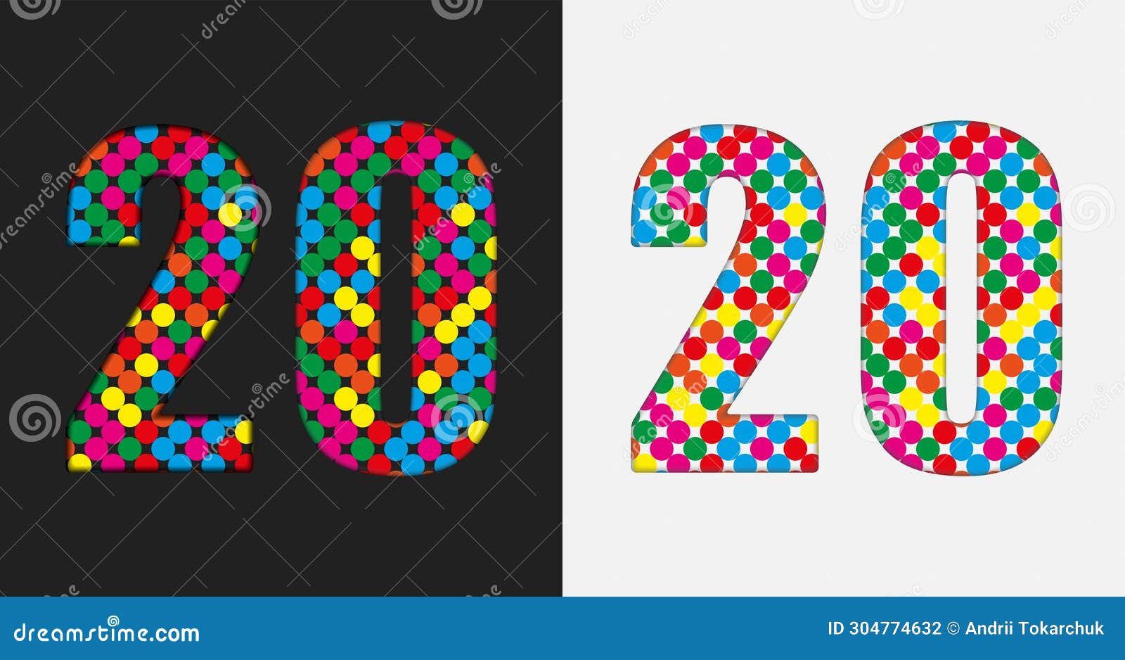 Bubble Number - 20. Glitter Figure of Colored Dots Stock Vector ...