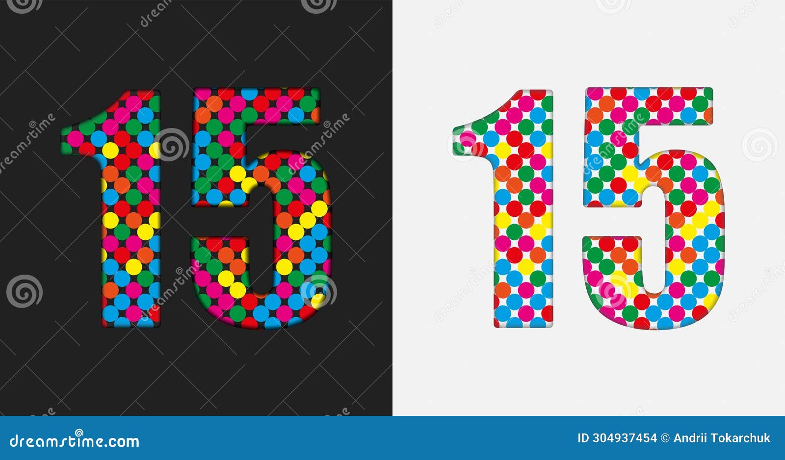 Bubble Number - 15. Glitter Figure of Colored Dots Stock Vector ...