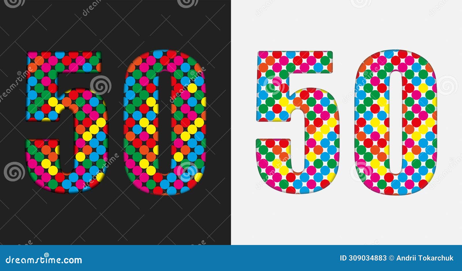 Bubble Number - 50. Glitter Figure of Colored Dots Stock Vector ...