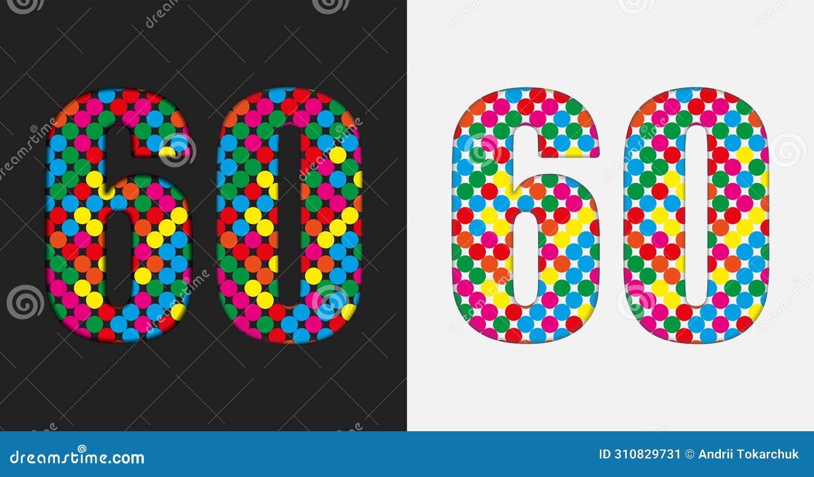 Bubble Number - 60. Glitter Figure of Colored Dots Stock Vector ...