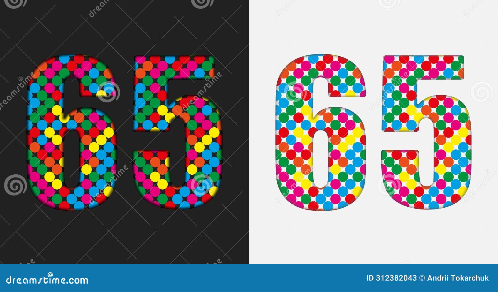 Bubble Number - 65. Glitter Figure of Colored Dots Stock Vector ...