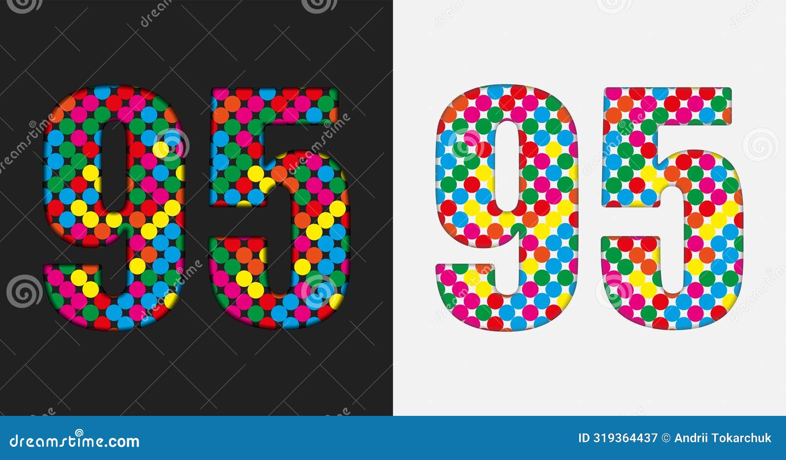 Bubble Number - 95. Glitter Figure of Colored Dots Stock Vector ...