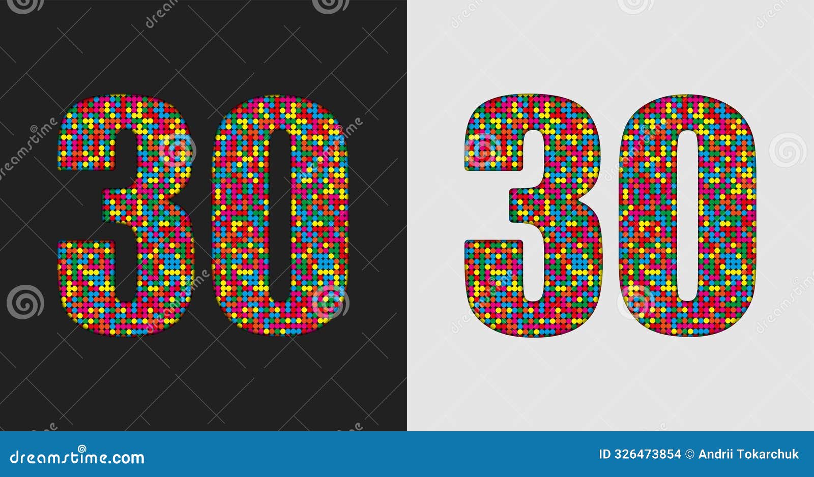 Bubble Number - 30. Glitter Figure of Colored Dots Stock Illustration ...