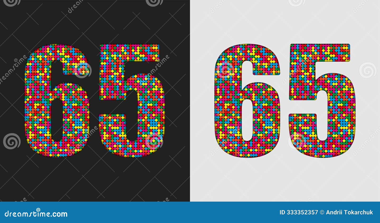 Bubble Number - 65. Glitter Figure of Colored Dots Stock Illustration ...