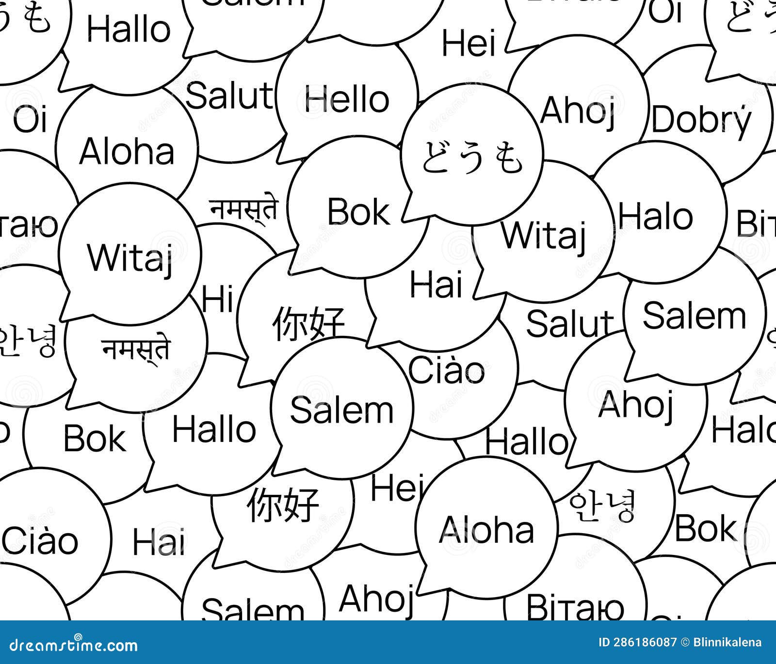 Bubble Pattern Hello in Different Languages. Learning Greetings in ...
