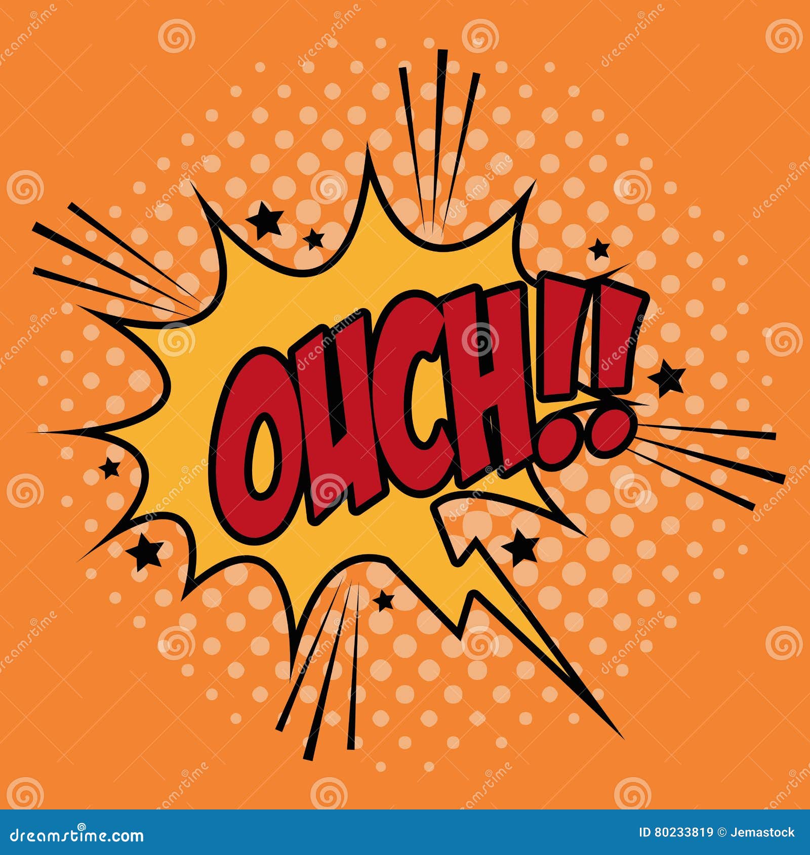 Bubble Pop Art of Ouch Design Stock Vector - Illustration of expression ...