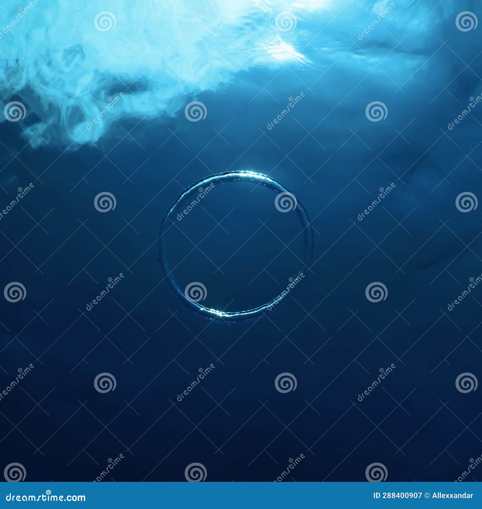Bubble Ring Underwater Ascends the Sun Stock Image - Image of submerged ...