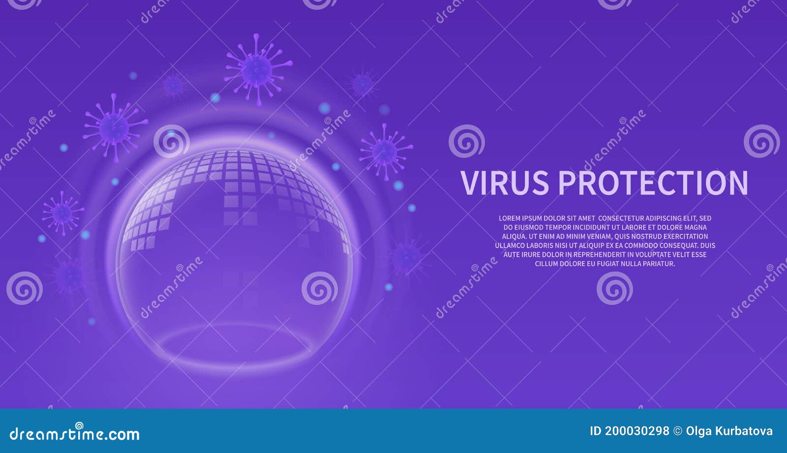 Bubble Shield. Glowing Transparent Sphere with Pattern, Virus Barrier ...