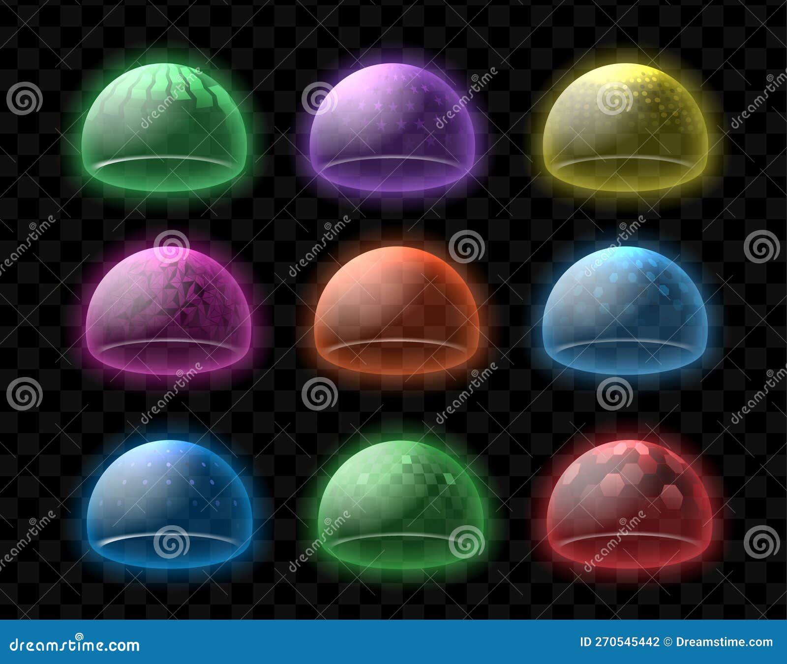 Bubble Shield Realistic Color Set Stock Vector - Illustration of ...