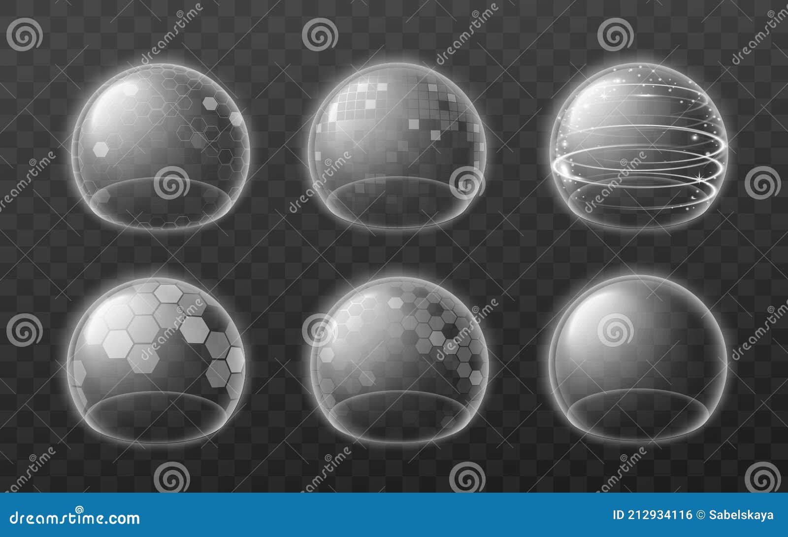 Bubble Shields, Energy Glowing Transparent Force Fields a Vector ...