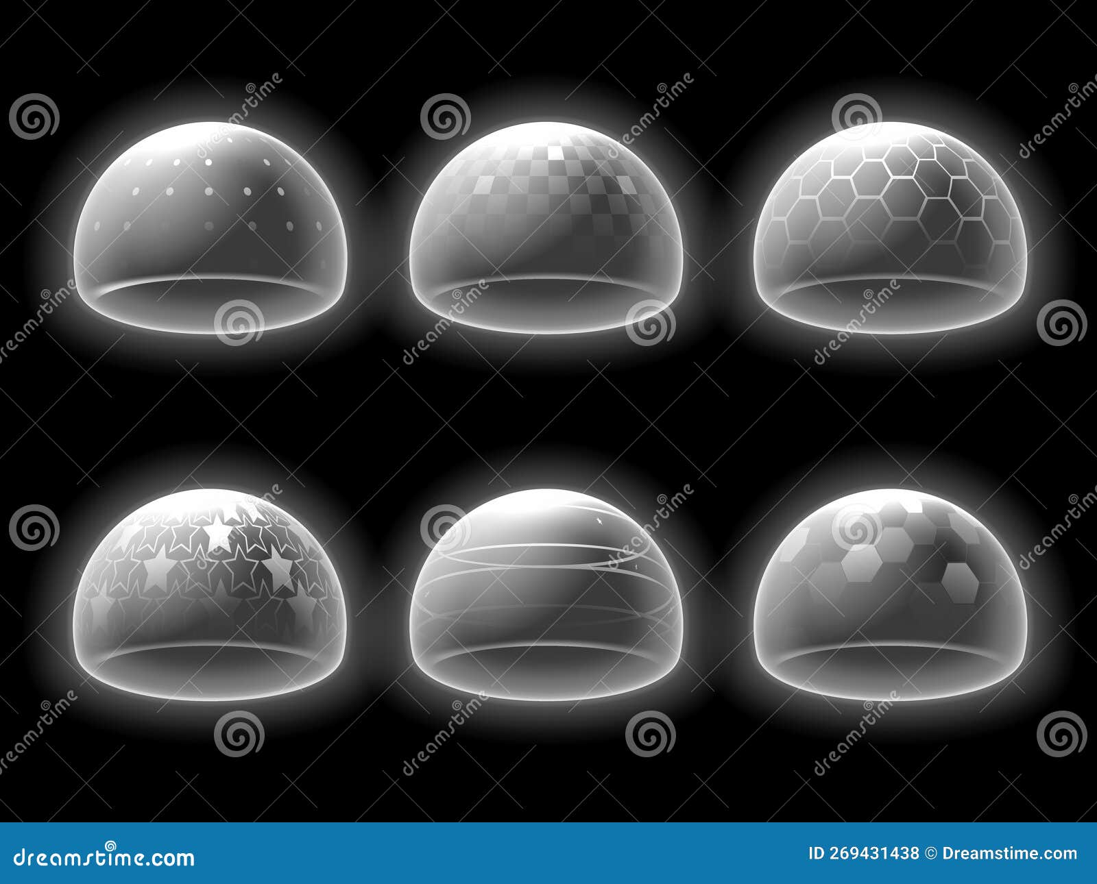 Shields Bubble. Transparent Futuristic Glossy Sphere, Safety Energy ...