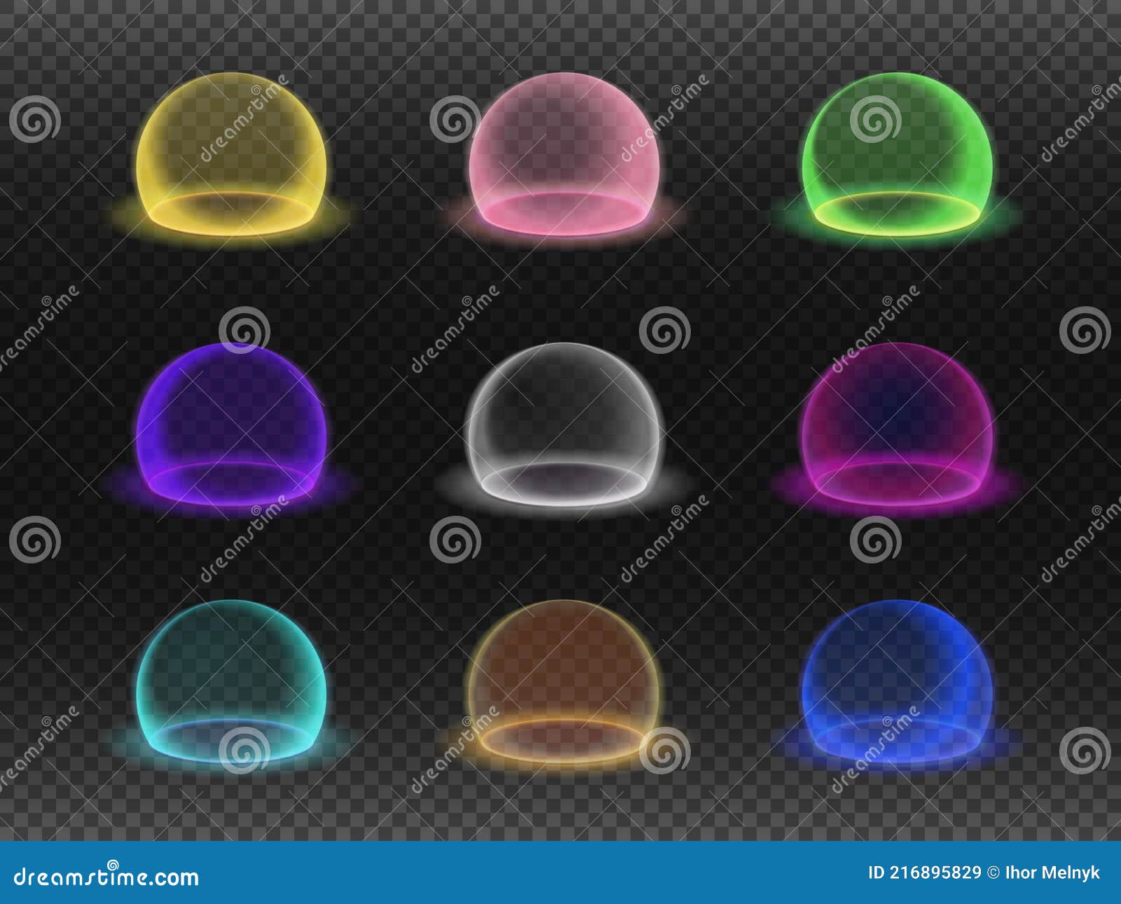 Shields Bubble. Transparent Futuristic Glossy Sphere, Safety Energy ...
