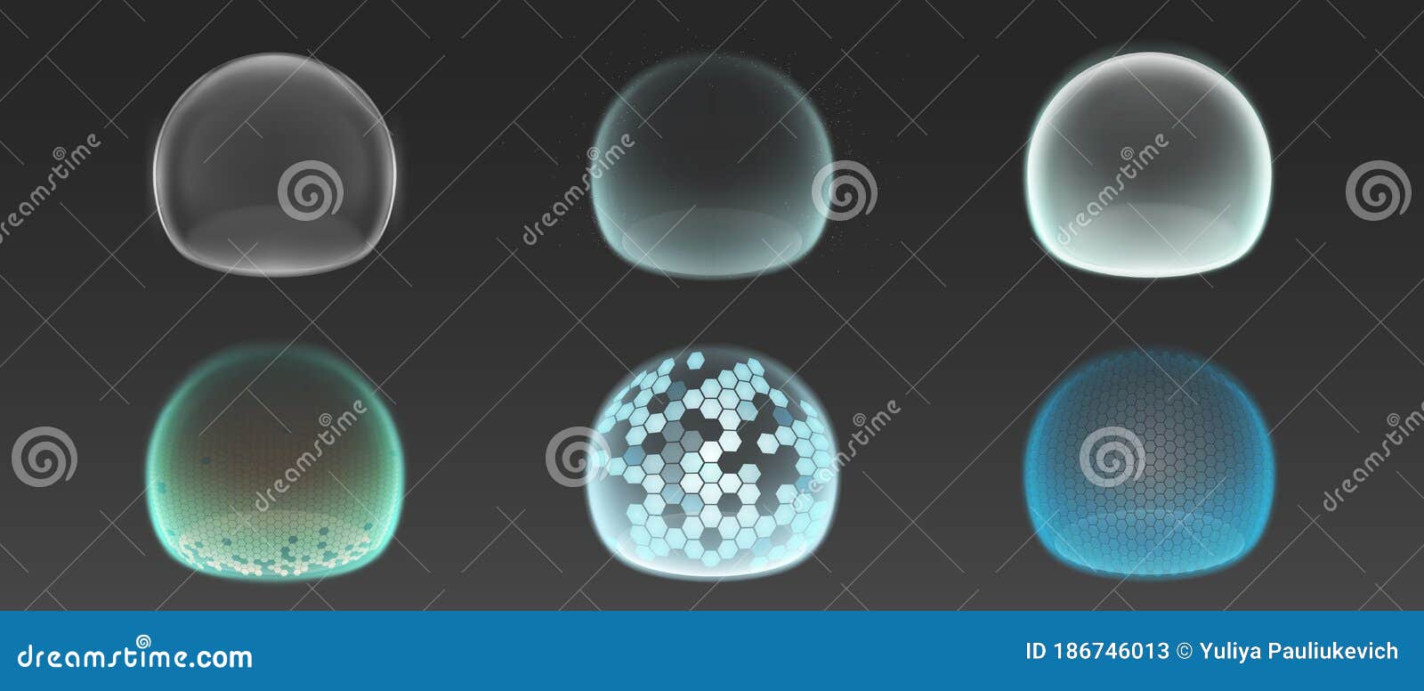 Shields Bubble. Transparent Futuristic Glossy Sphere, Safety Energy ...