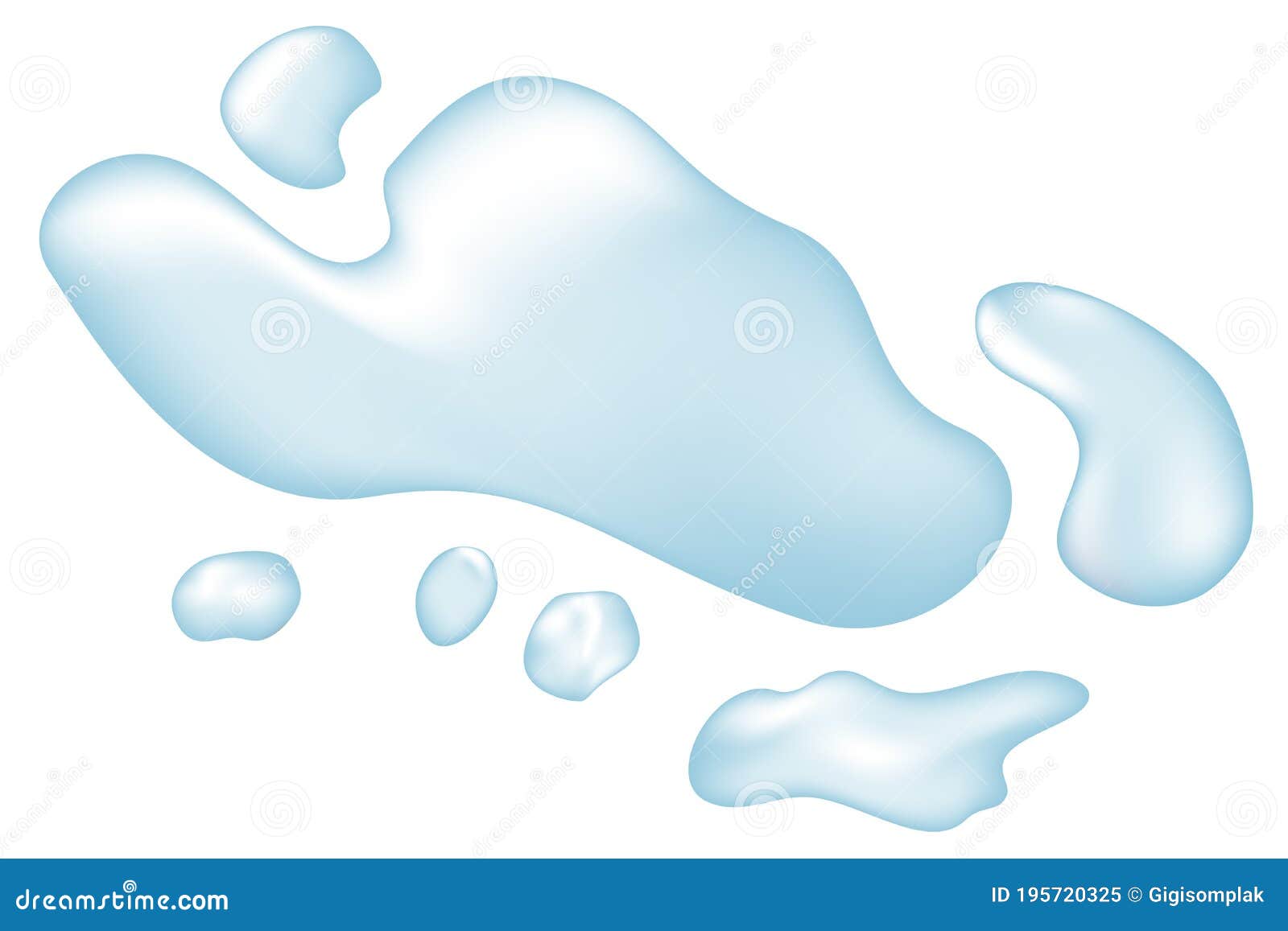 Realistic Splash Blue Pure Water, Isolated on White Stock Illustration ...