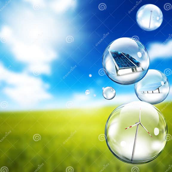 Bubble of Solar Panel and Wind Turbine Stock Image - Image of renewable ...