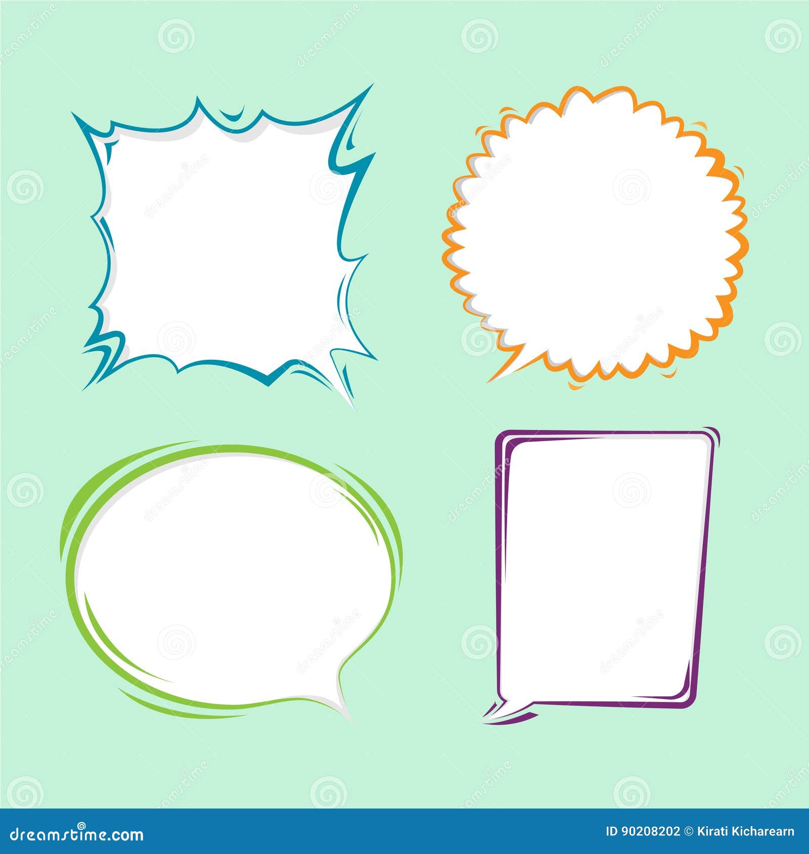 Bubble Speech Border Cartoon Set Stock Illustration - Illustration of ...