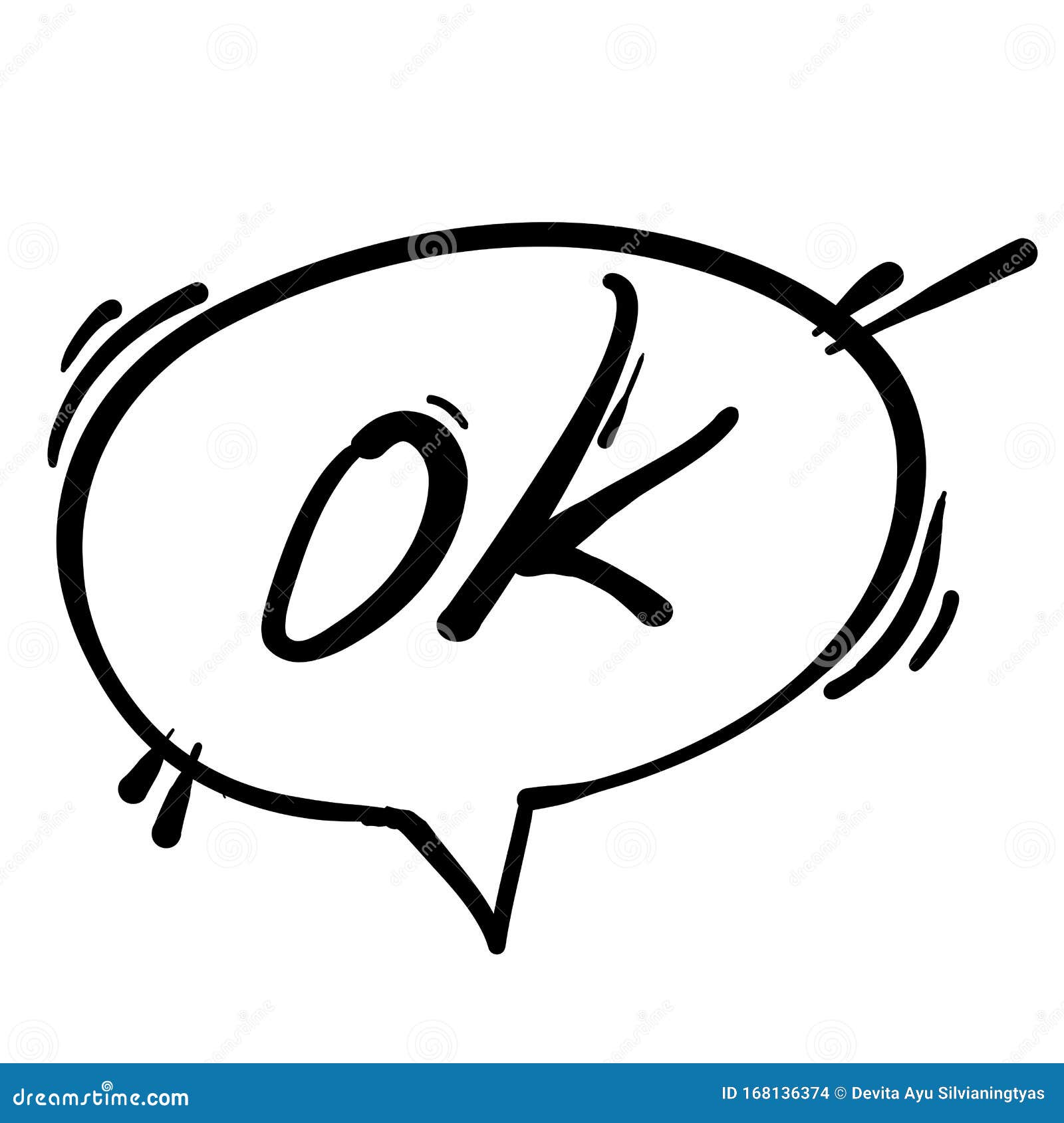 Bubble Speech with Ok Text Hand Drawn Doodle Style Stock Vector ...