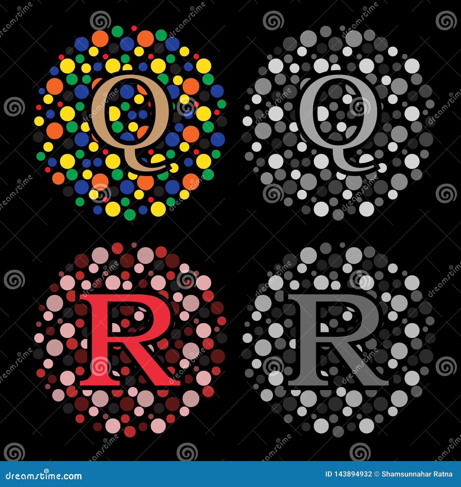 The Modern English Alphabet Of Bubble Style Alphabet Q & R Vector ...