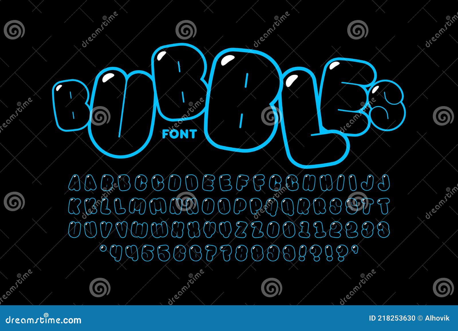 Bubble style font design stock vector. Illustration of glossy - 218253630