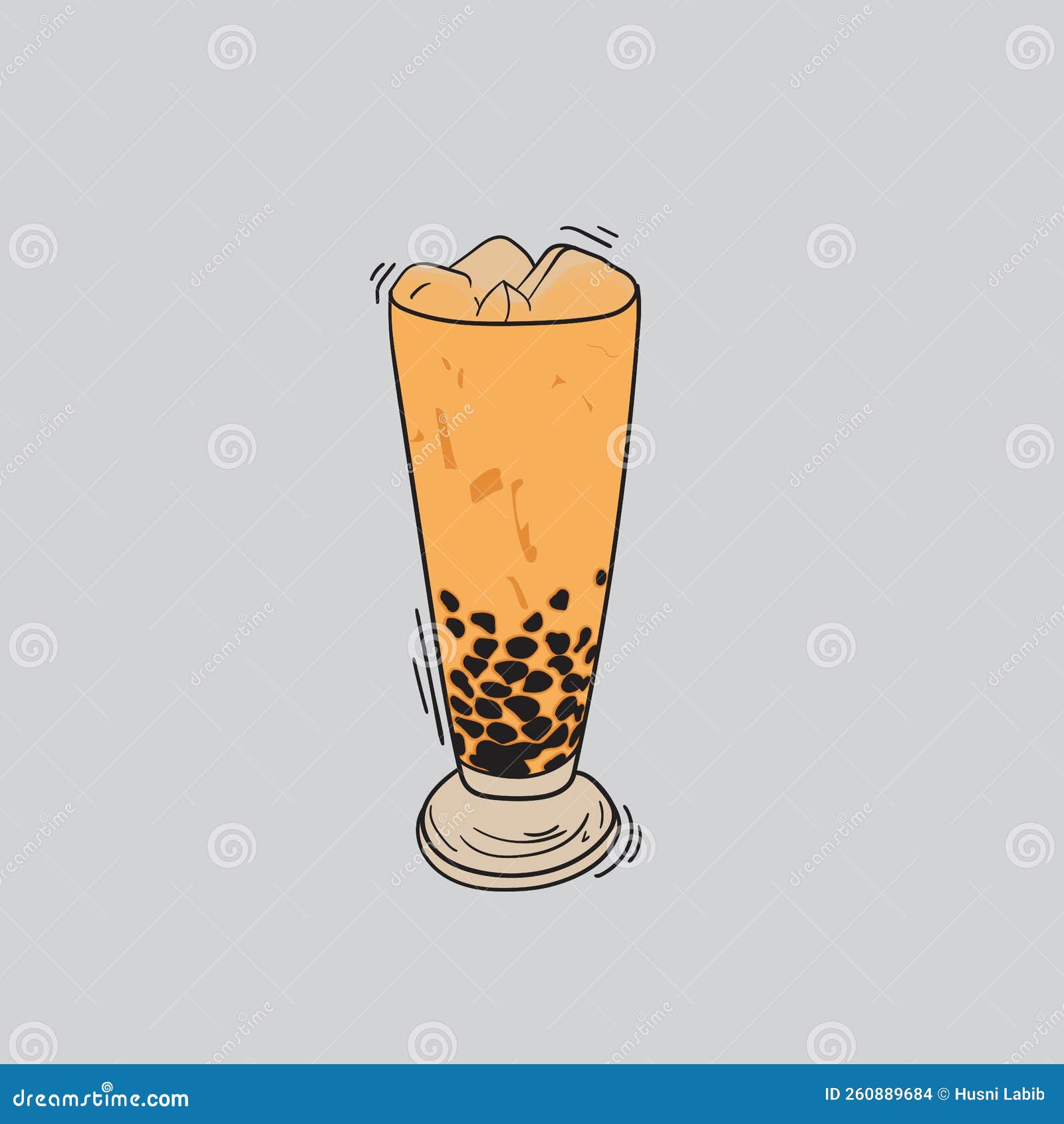 Bubble Tea with Brown Sugar and Ice Cube Design for Beverage ...