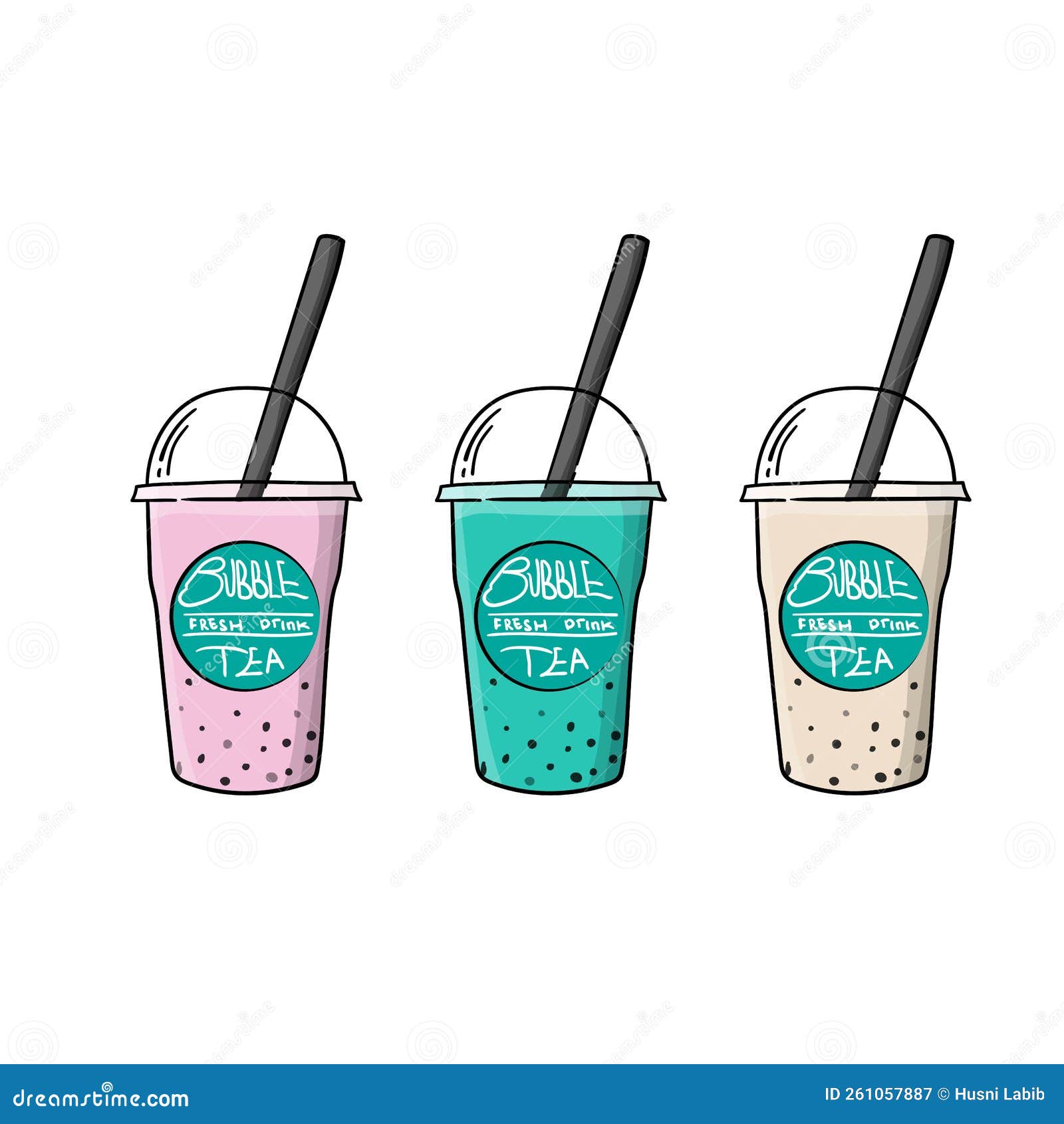 Bubble Tea in Cartoon Design with Kind of Taste for Advertising ...