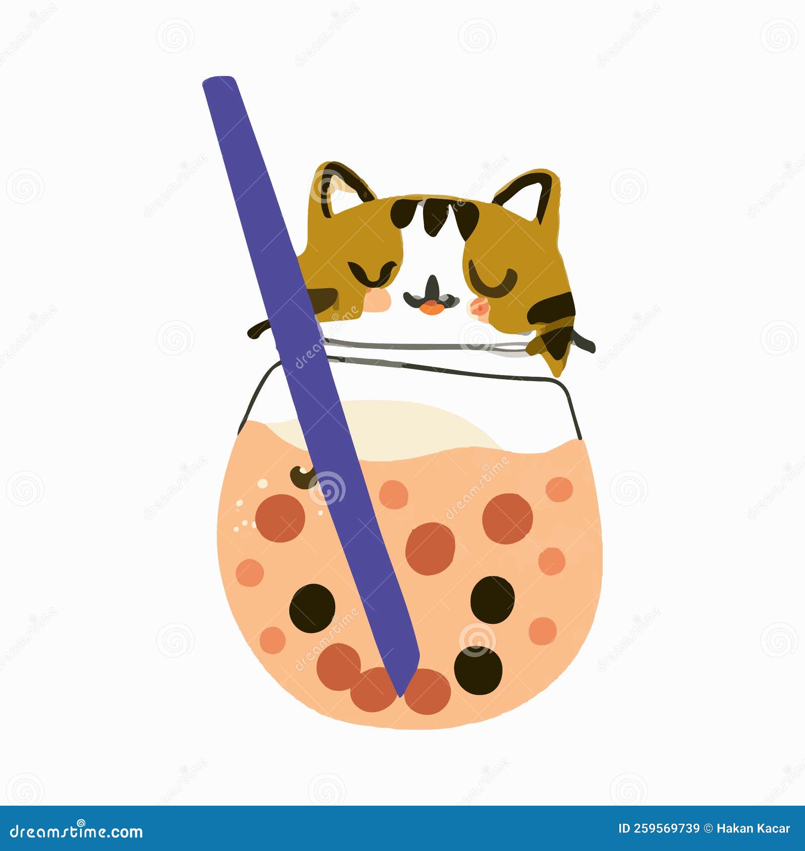 Bubble Tea Cat Set. Vector stock vector. Illustration of refreshment ...