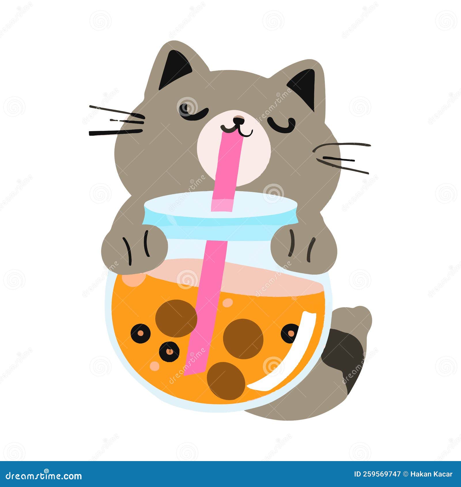 Bubble Tea Cat Set. Vector stock vector. Illustration of vector - 259569747