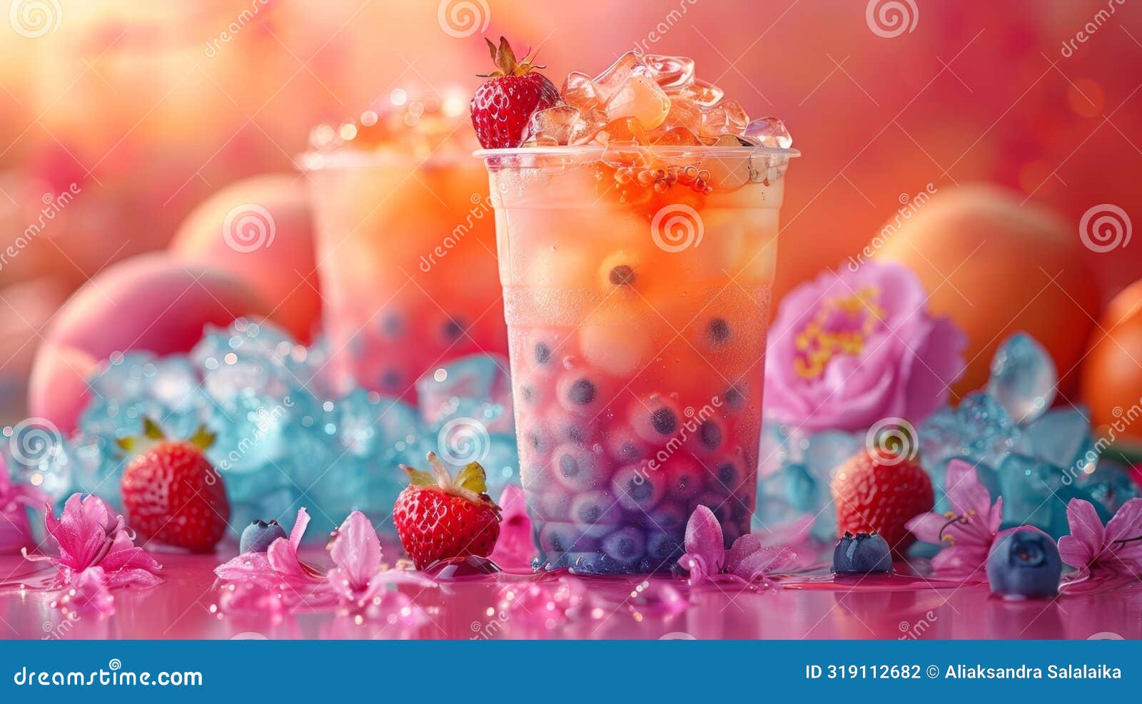 Bubble Tea Delight, Refreshing Bubble Tea Served in a Clear Cup with ...