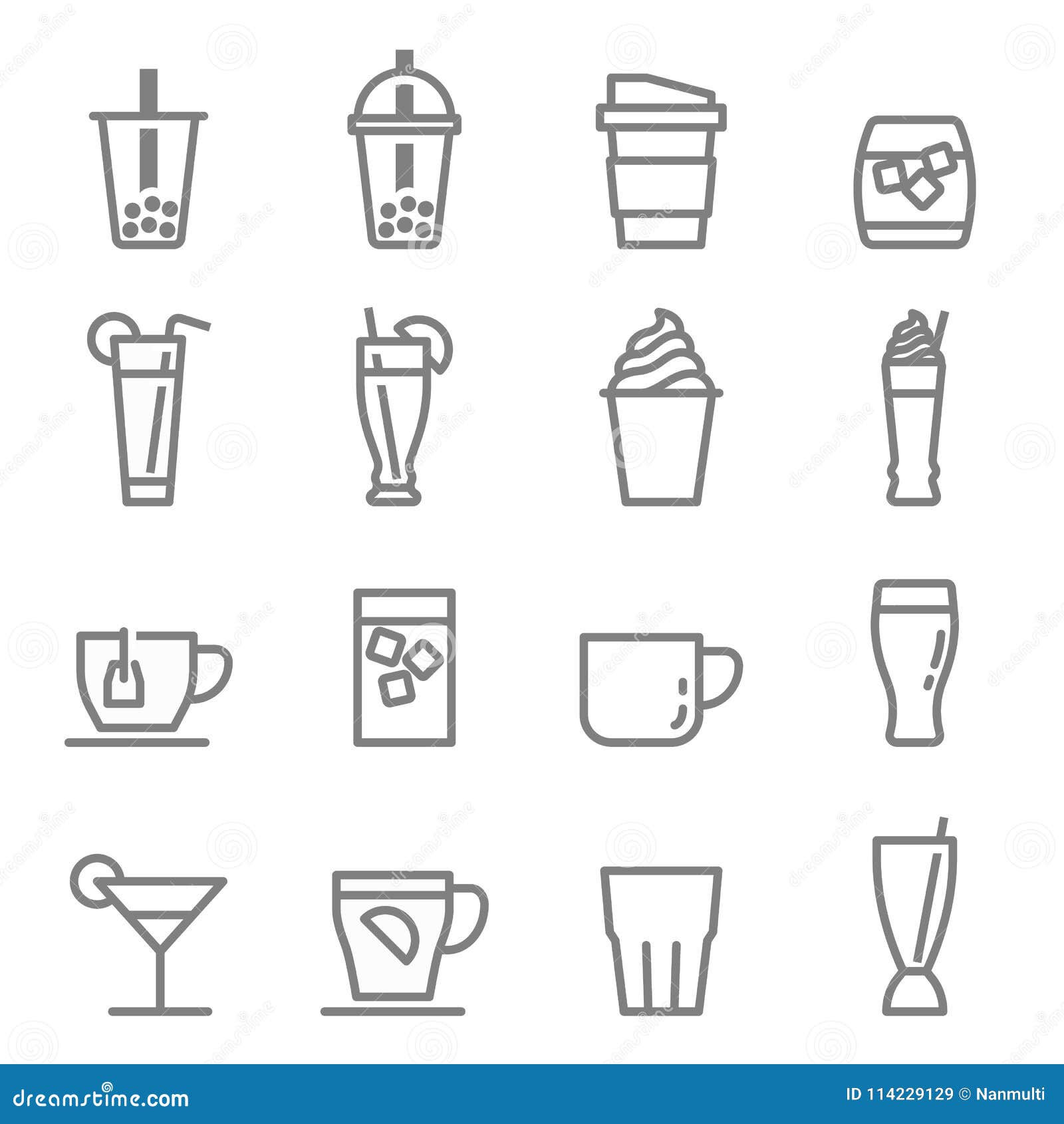 Bubble Tea Drinks And Beverages Icons Cartoon Vector | CartoonDealer ...